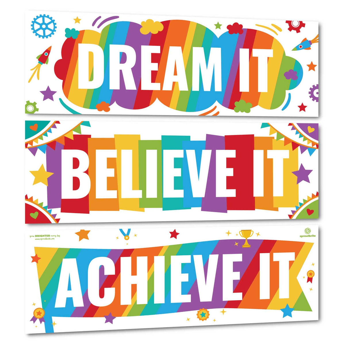 Classroom Banner Pack - Dream It, Believe It, Achieve It – Sproutbrite
