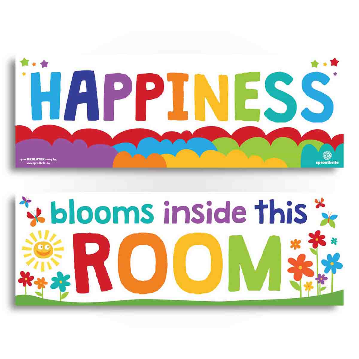 Classroom Welcome Banner - Happiness Blooms in this Room | Sproutbrite