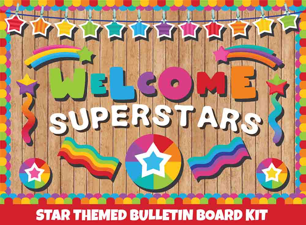 Star Theme Print Your Own Bulletin Board - Welcome Superstars | Sproutbrite
